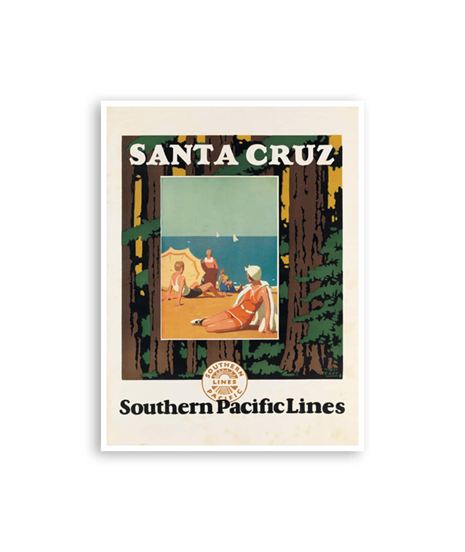 Santa Cruz Art Travel Poster California Retro Print (H1059) - Etsy