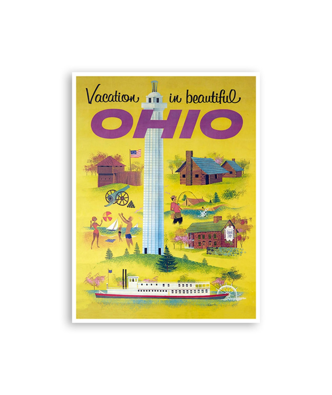 Ohio Art Travel Poster Vintage Print America Tourism Decor (H948) - Etsy