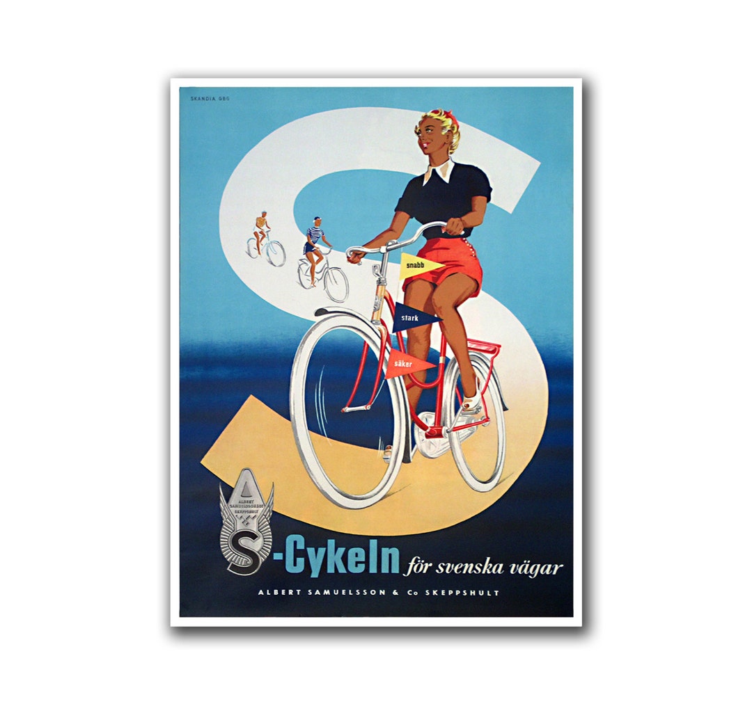 Sweden Bicycle Poster Cycling Art Bike Print (h279)a - Etsy