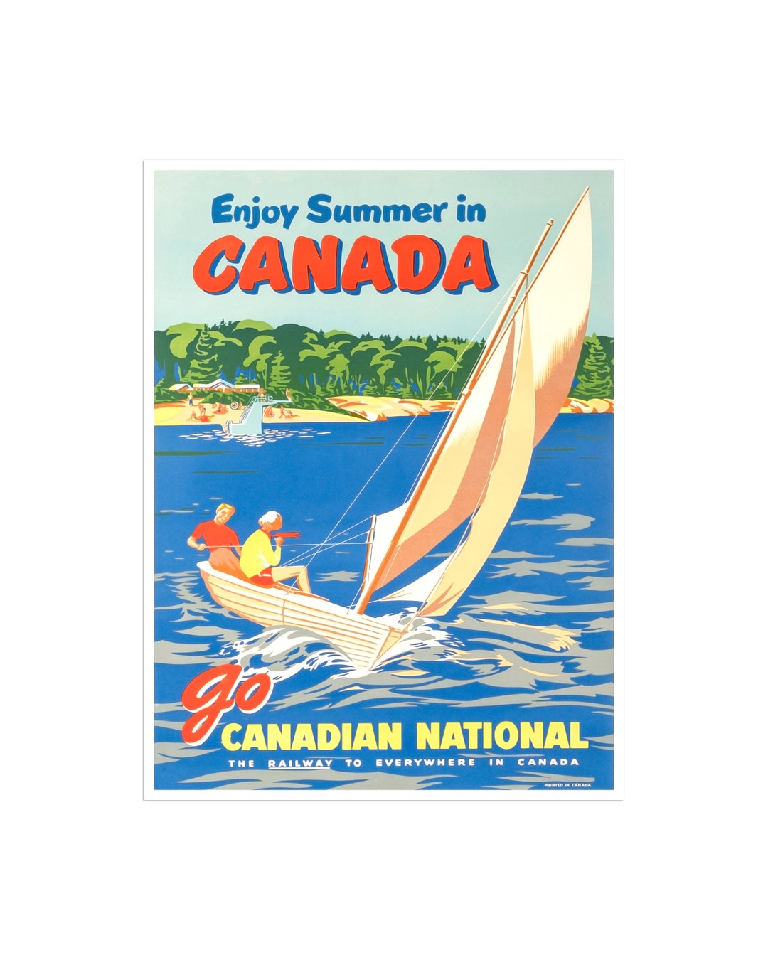 Canada Travel Poster Canadian Art Summer Vacation Print (h560)a - Etsy