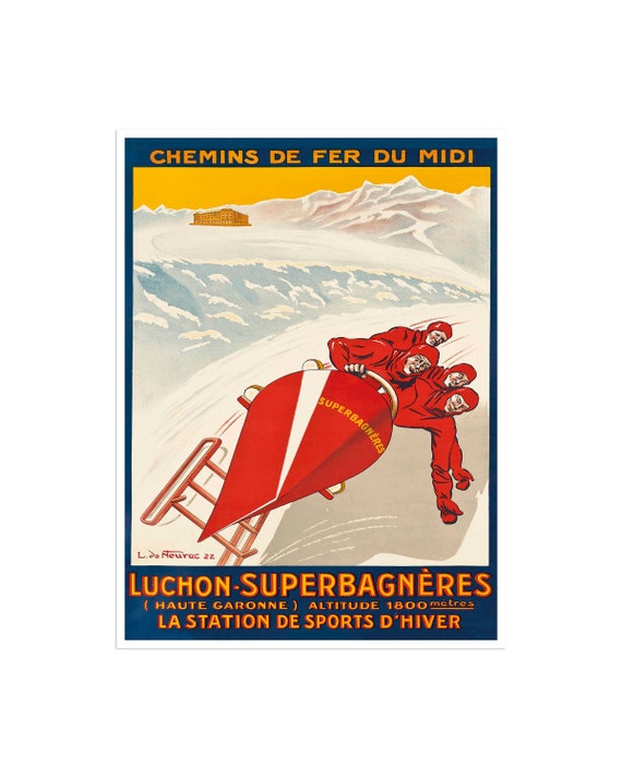 Bobsled Art Travel Poster Home Decor Vintage Print H769 | Etsy