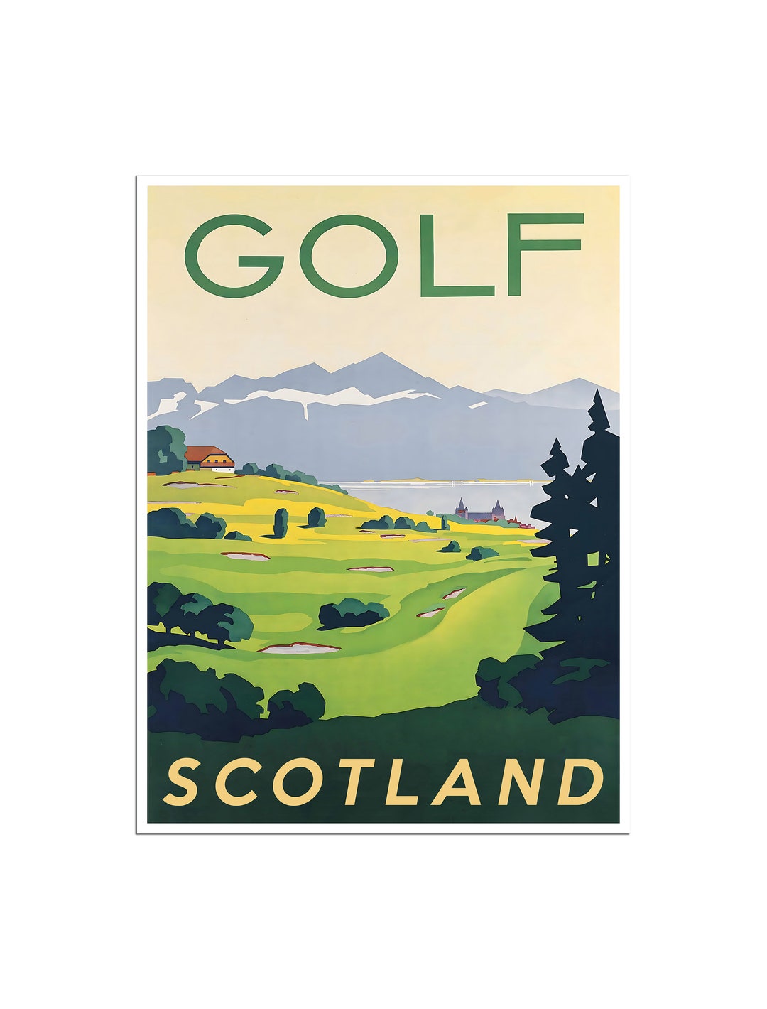 Scotland Golfing Art Sports Poster Scottish Print Travel Sign (H1604 ...