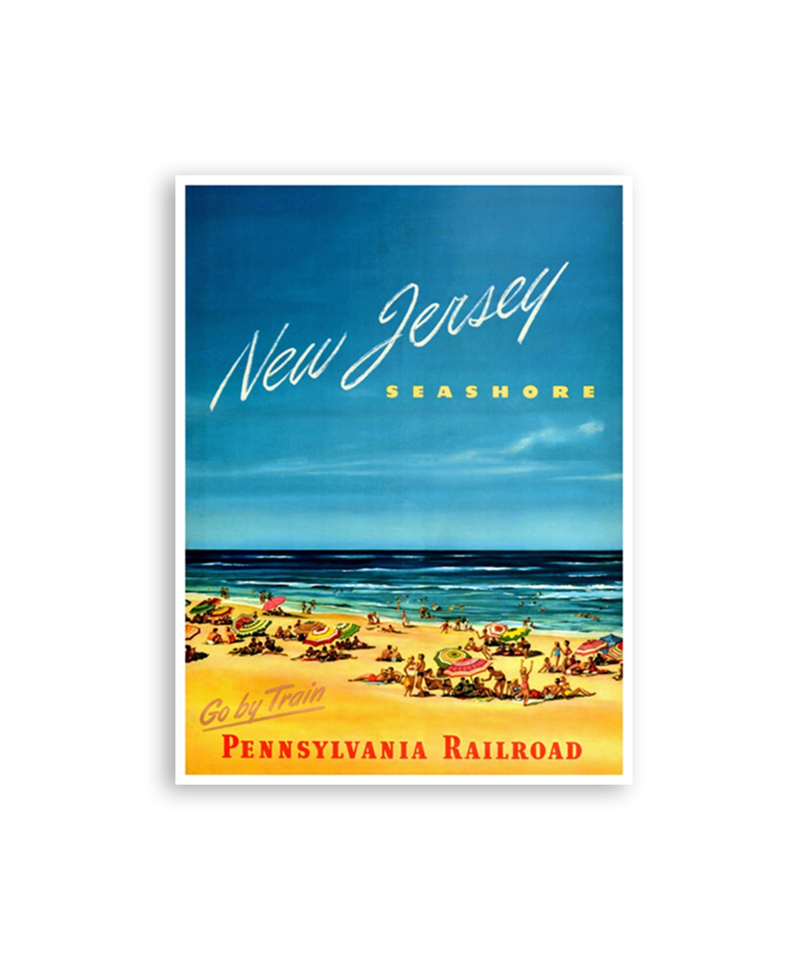 New Jersey Poster Beach Art Home Decor Vintage Print (H995) - Etsy