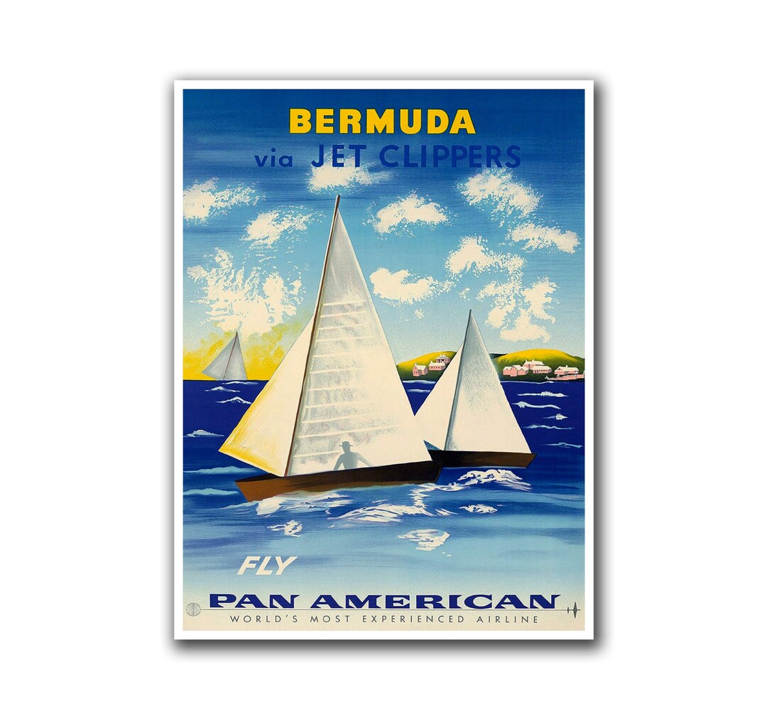 Travel Poster Bermuda Art Sailing Print Vintage Home Decor (H105) - Etsy