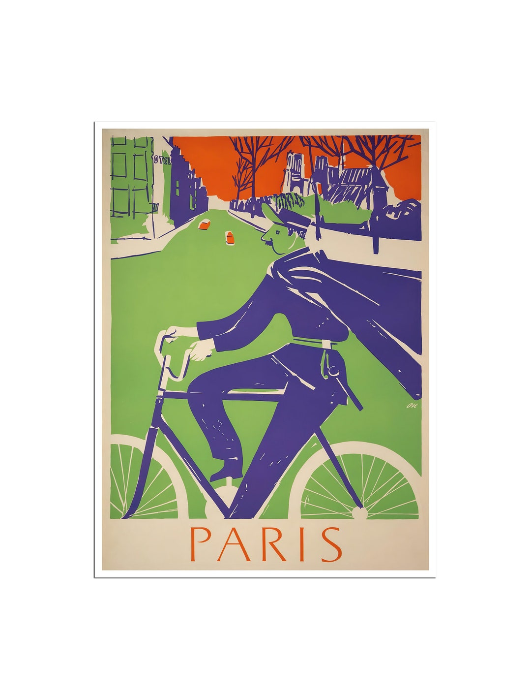 Paris France Art Cycling Poster French Print (h1609)a - Etsy