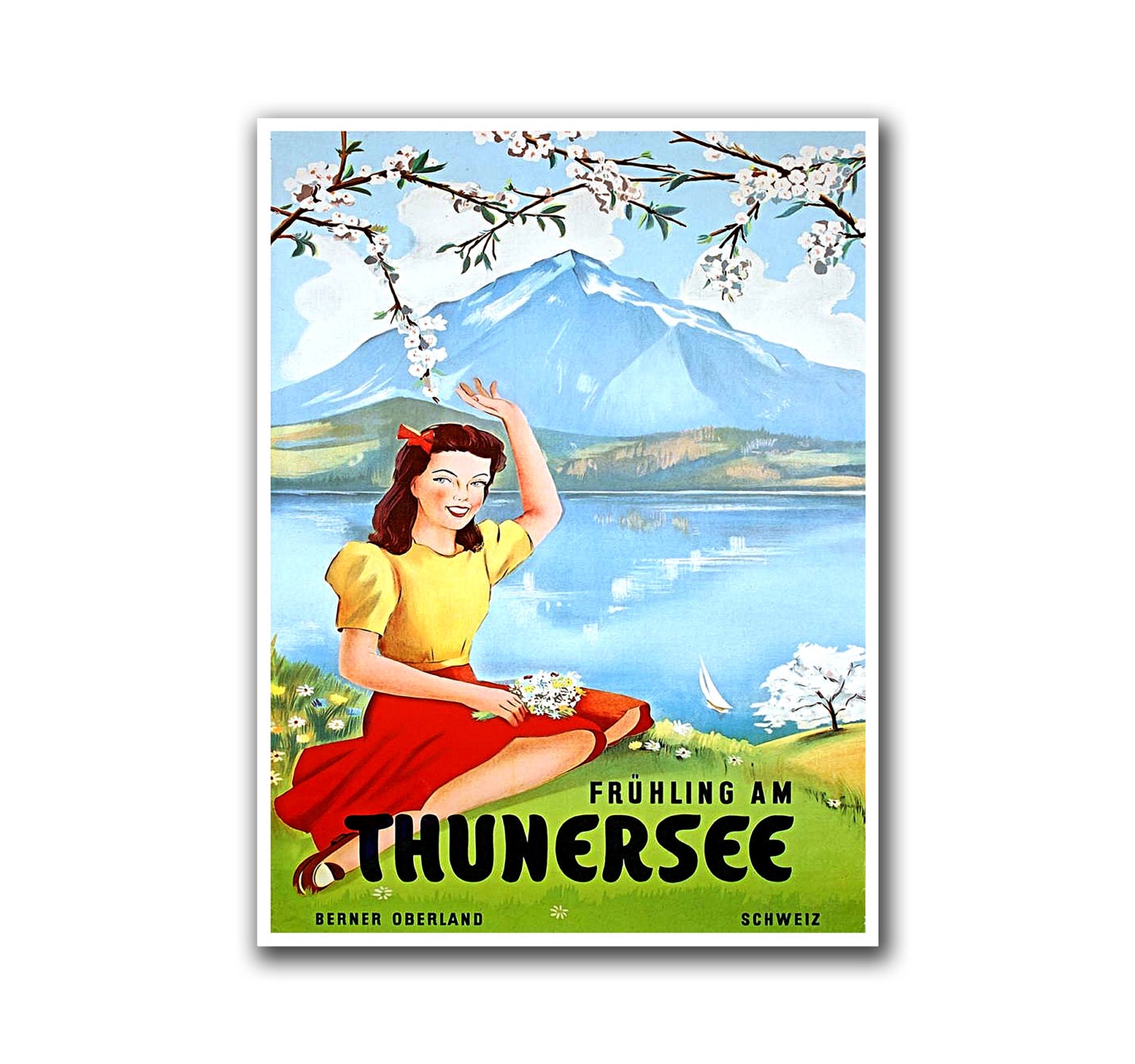 Thunersee Switzerland Travel Poster Swiss Vintage Wall Art (H270) - Etsy