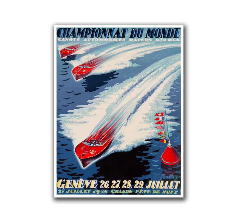 Boating Poster Retro Art Racing Sports Decor Print H96 | Etsy