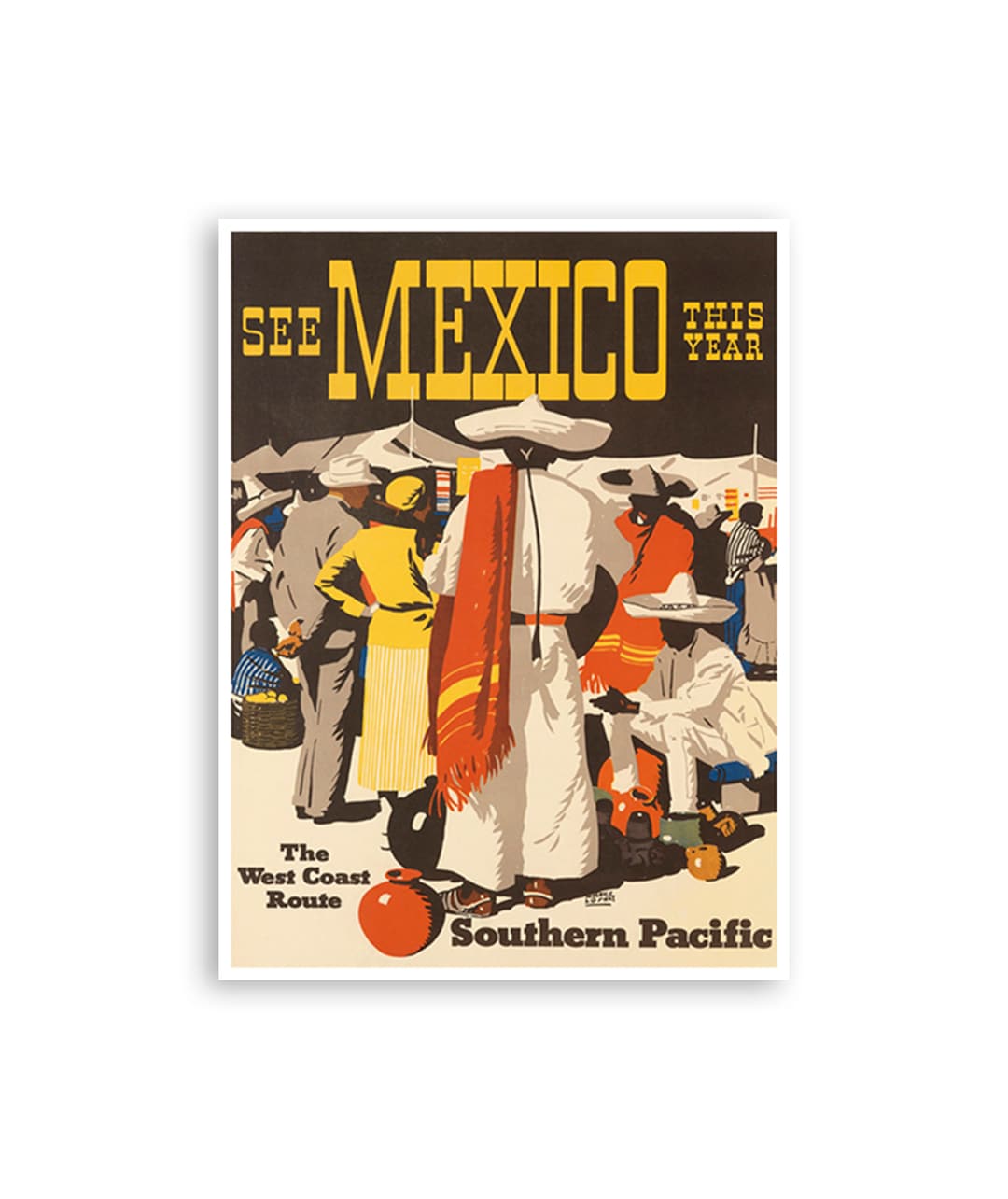 Mexico Travel Poster Mexican Art Southern Pacific Railroad Print (h1093 ...