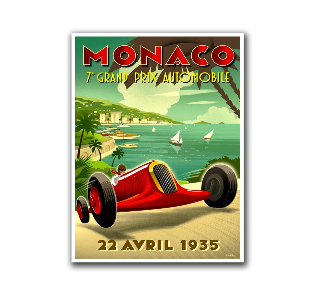 Art Retro Poster Monaco Race Car Travel Poster Sports Wall Art Print ...