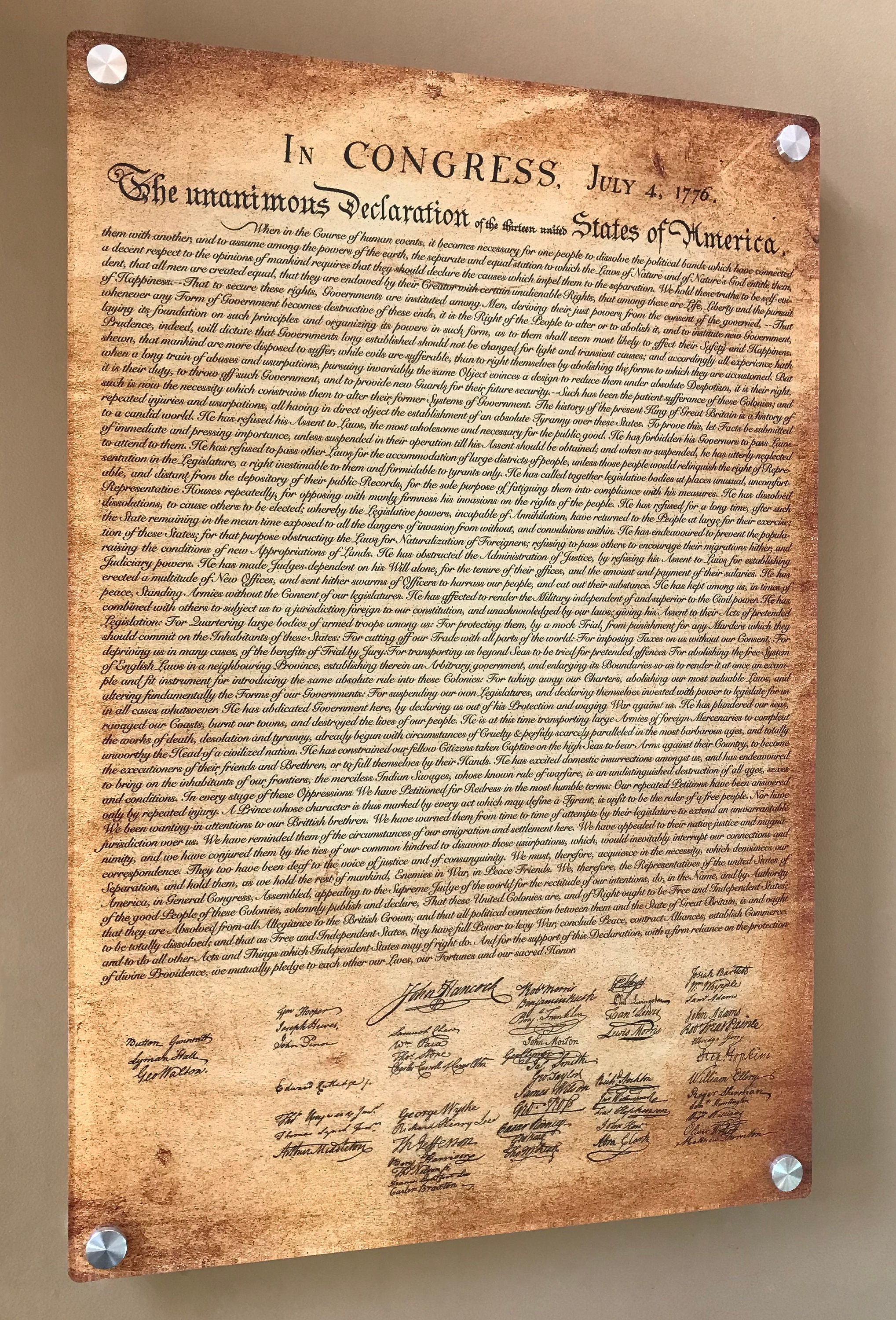 Acrylic Declaration of Independence Wall Sign, Gift for Dad, Patriotic ...