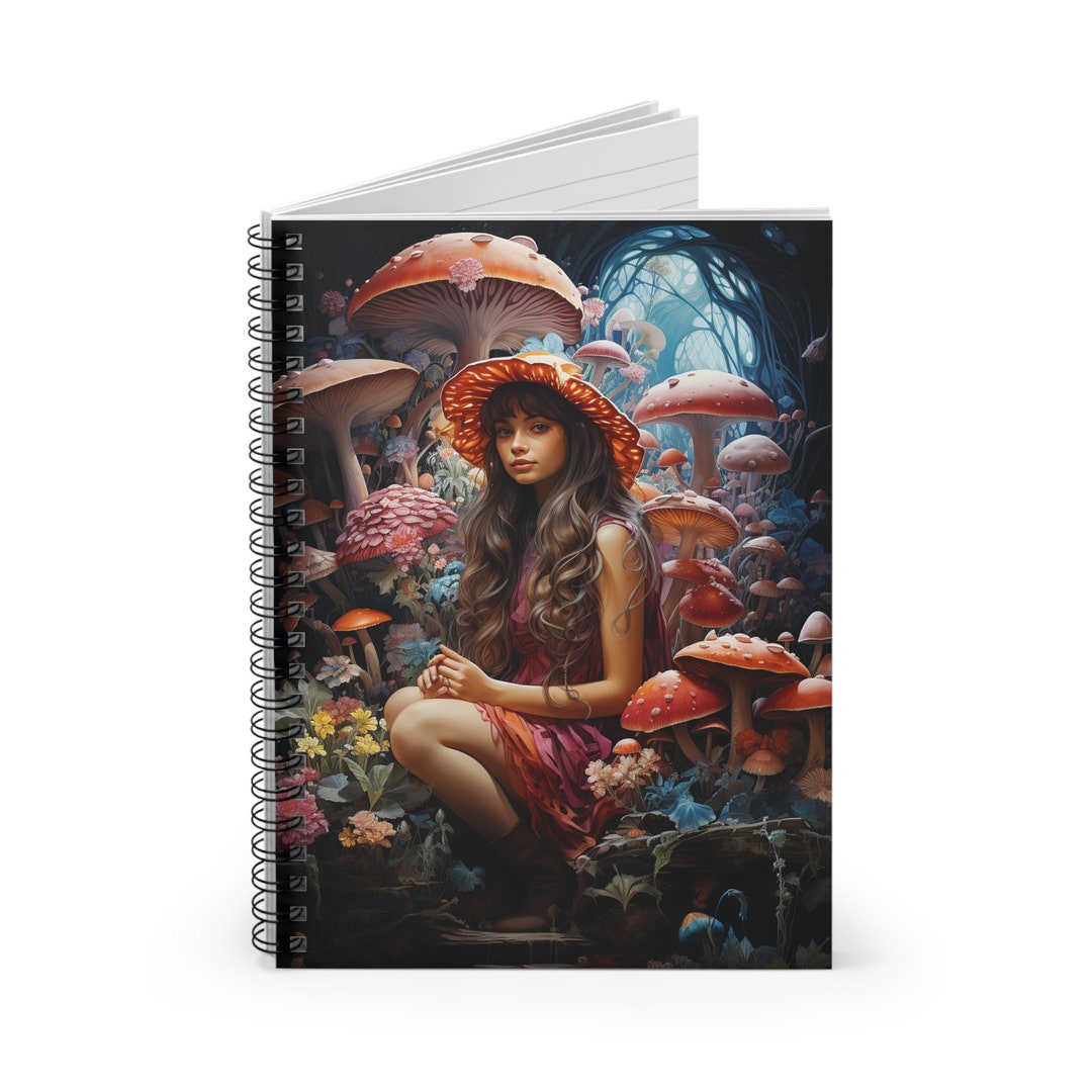 Fantasy Sprite Girl W/mushrooms Spiral Notebook - Ruled Line - Etsy