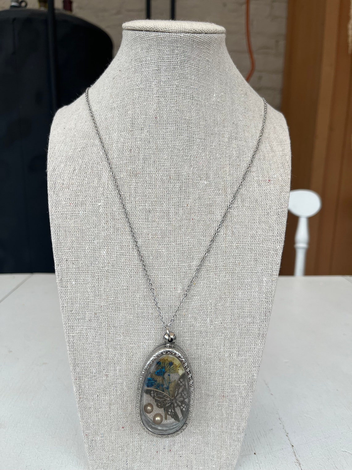 Butterfly Meadow Shadow Box Curio Necklace - Etsy