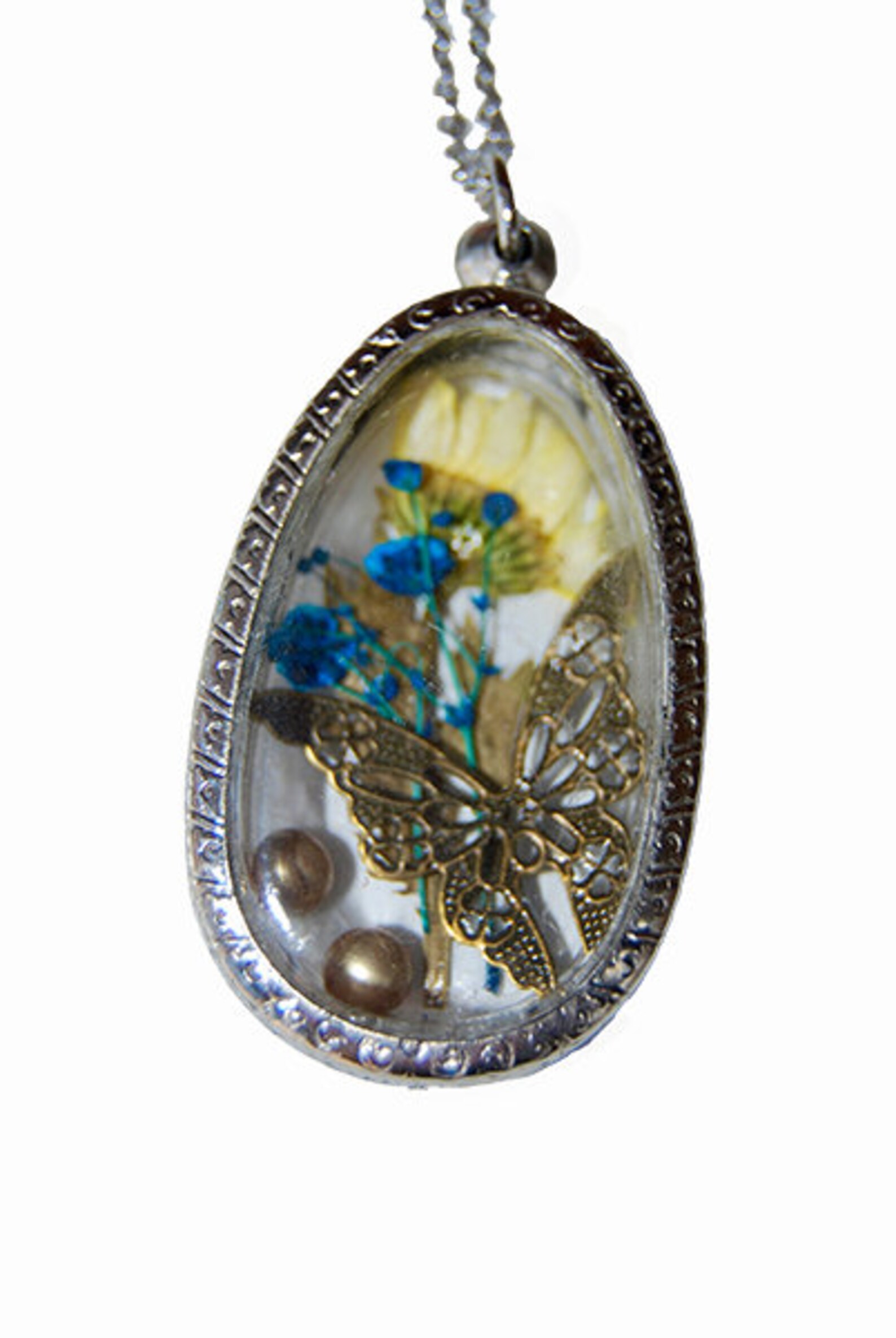 Butterfly Meadow Shadow Box Curio Necklace - Etsy