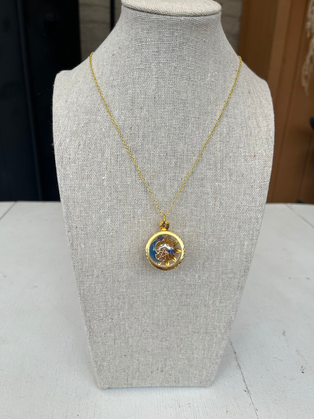 Sun, Moon and Stars Shadow Box Curio Necklace - Etsy