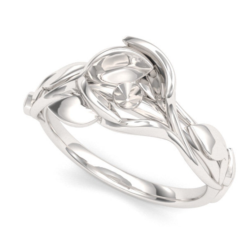 14k Floral-leaves Engagement Ring Setting Only - Etsy