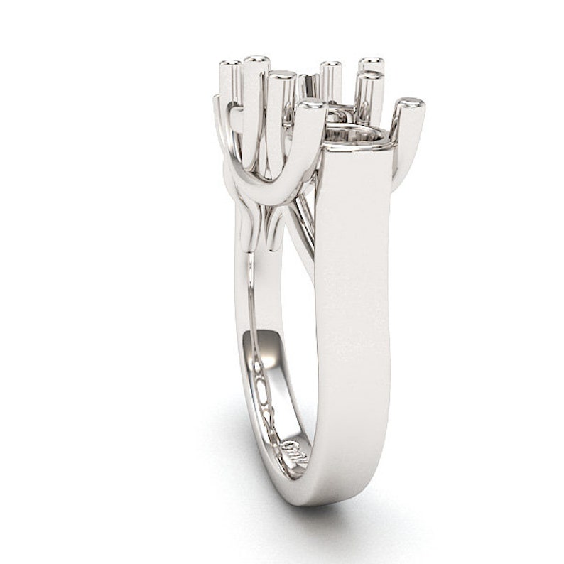 3 Stone Trellis Design Ring Mounting 14k Gold 4 Carat Center - Etsy