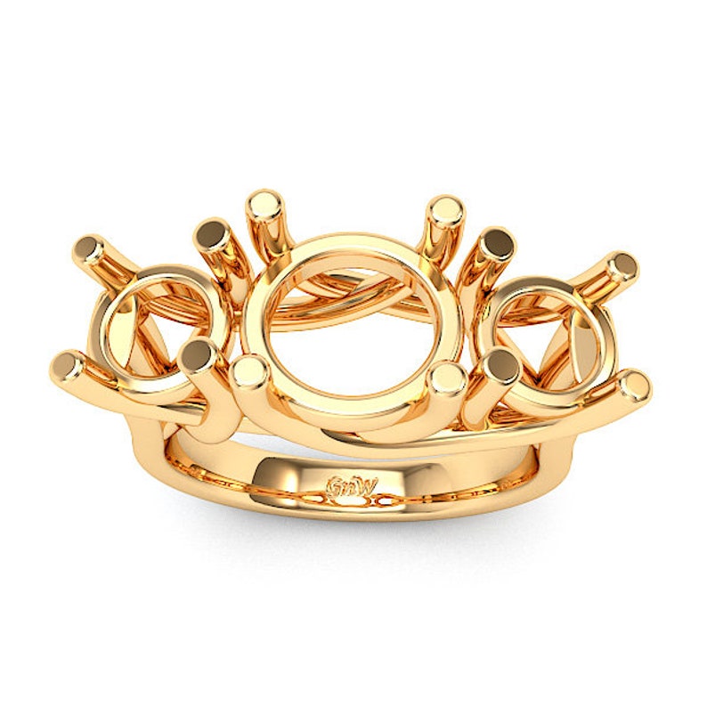 3 Stone Trellis Design Ring Mounting 14k Gold 4 Carat Center - Etsy