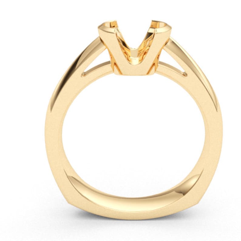 14k Gold Solitaire Ring Setting: Half Bezel Euro Shank - Etsy