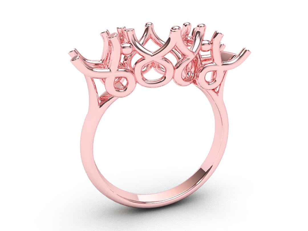 Three Stone 6 Prong Designs Ring 14k Gold Setting - Etsy