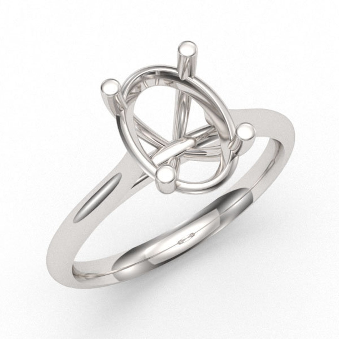 Oval Cathedral Mounting in 14k White Gold - Etsy