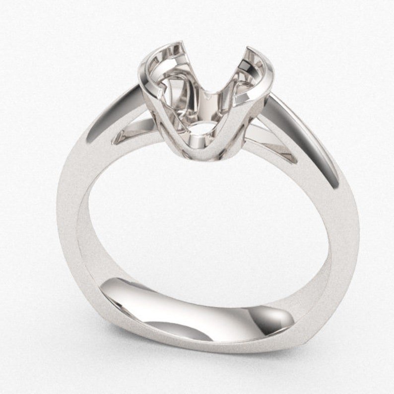 14k Gold Solitaire Ring Setting: Half Bezel Euro Shank - Etsy