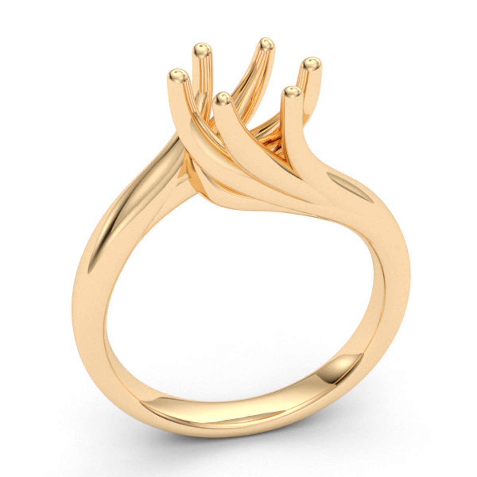 6 Prong Swirl Design Solitarie Ring Setting | Etsy