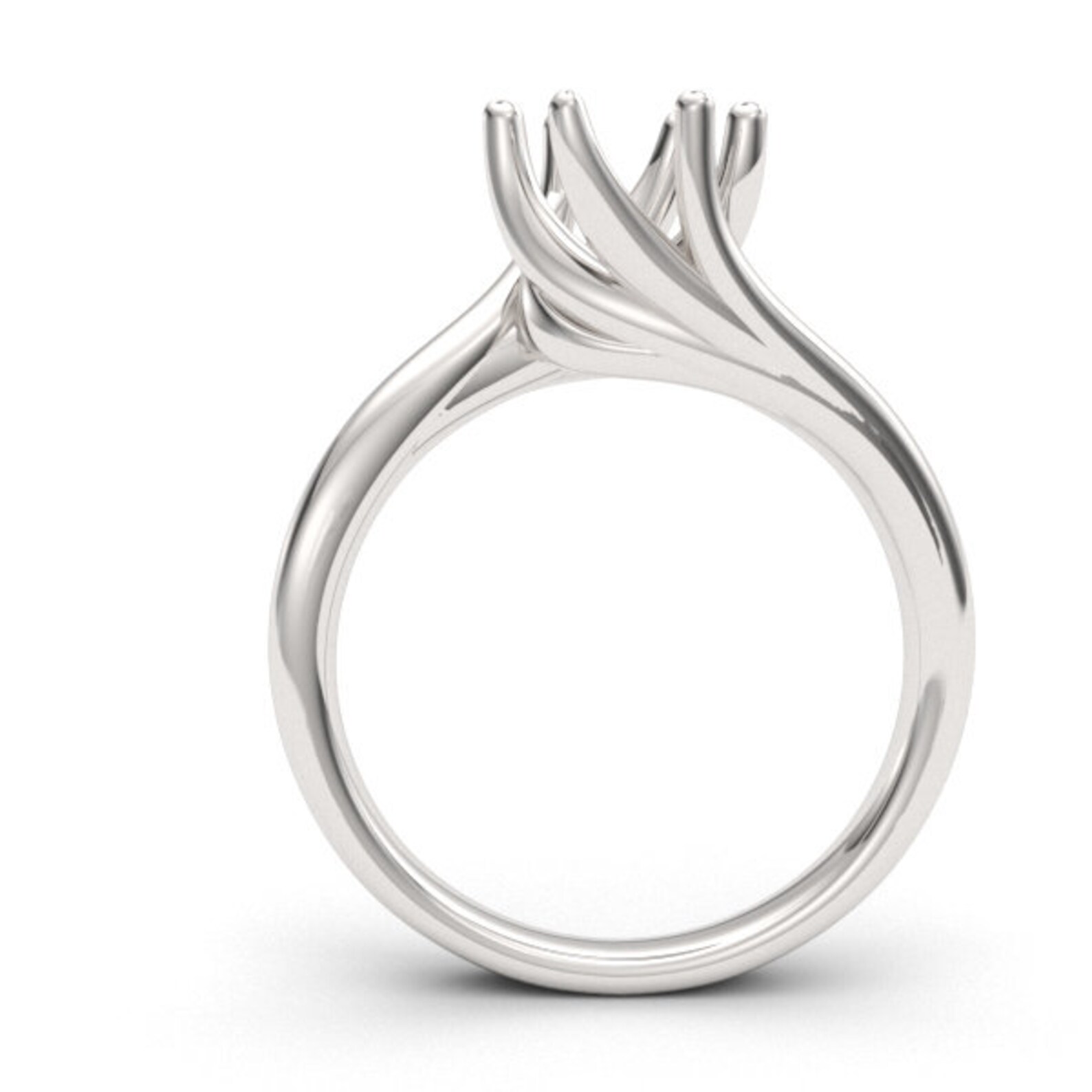 6 Prong Swirl Design Solitarie Ring Setting | Etsy