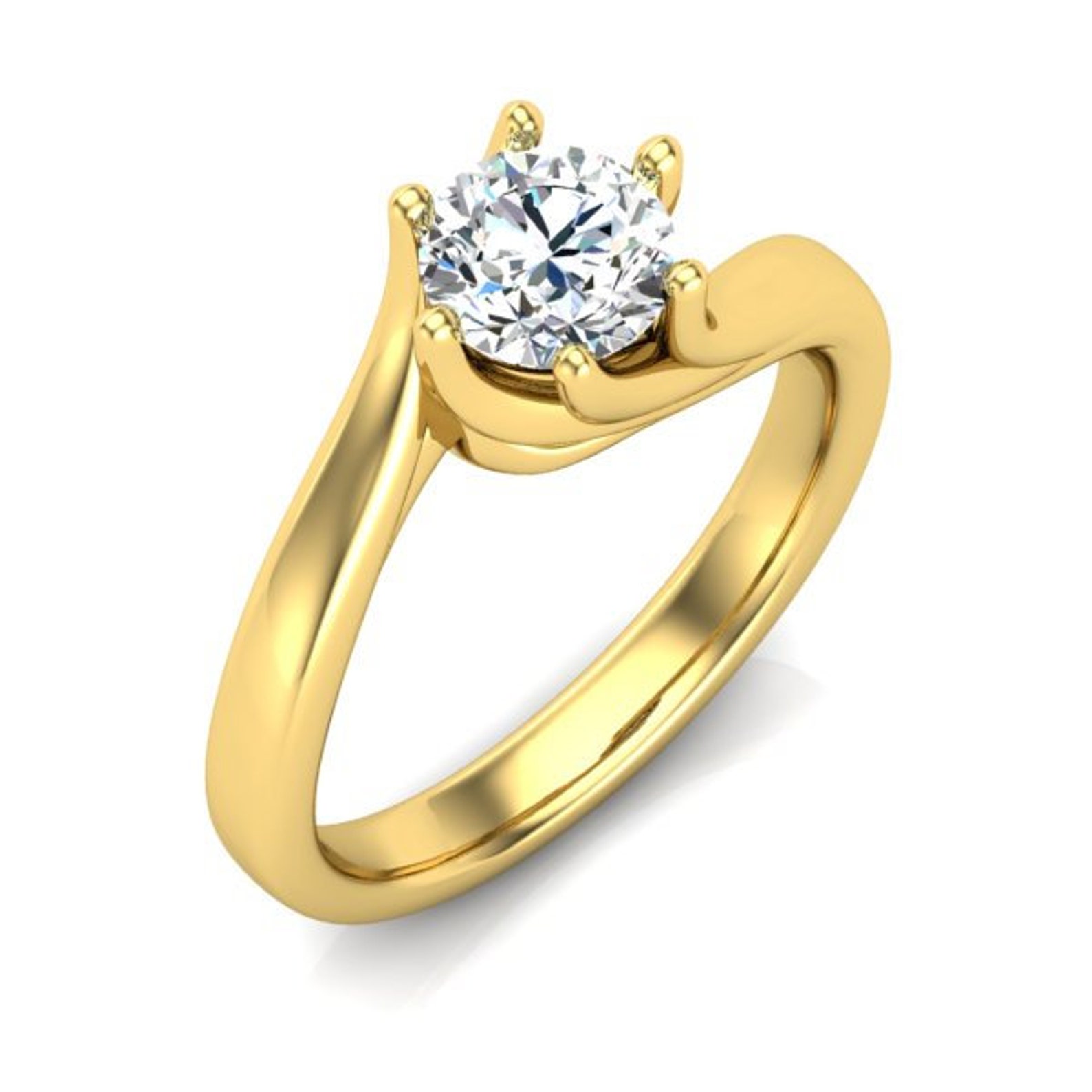 6 Prong Swirl Design Solitarie Ring Setting | Etsy