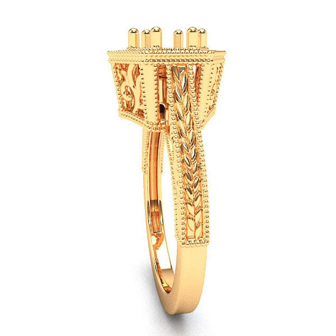 Royal Crown Antique Style Scroll Design Ring Setting Crafted - Etsy