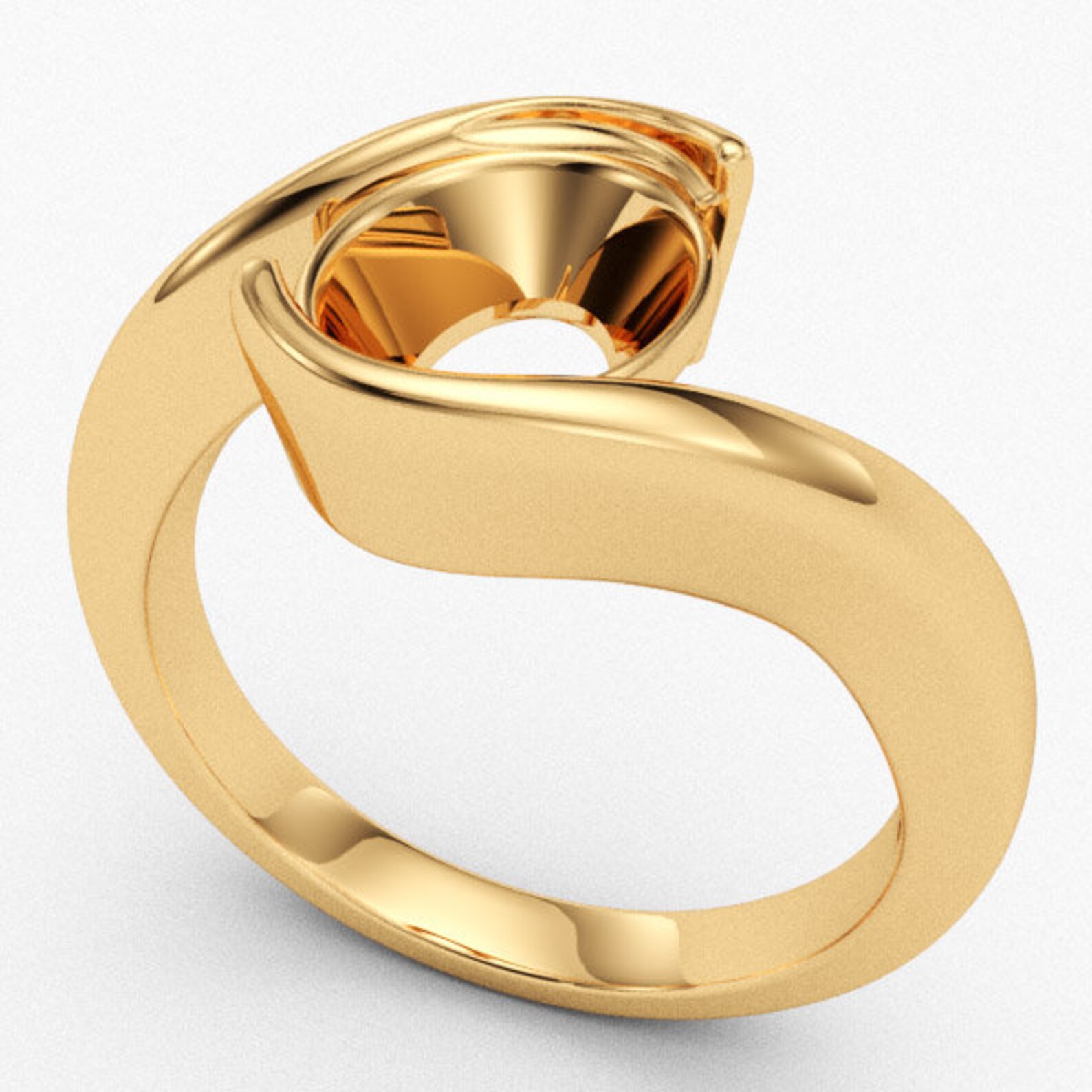 Oval Bypass Ring Mountint Designed in 14k White Gold - Etsy