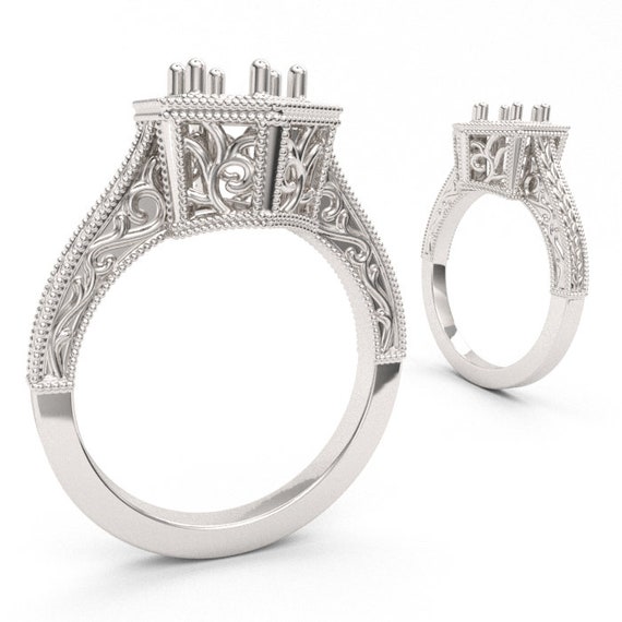 Royal Crown Antique Style Scroll Design Ring Setting Crafted | Etsy