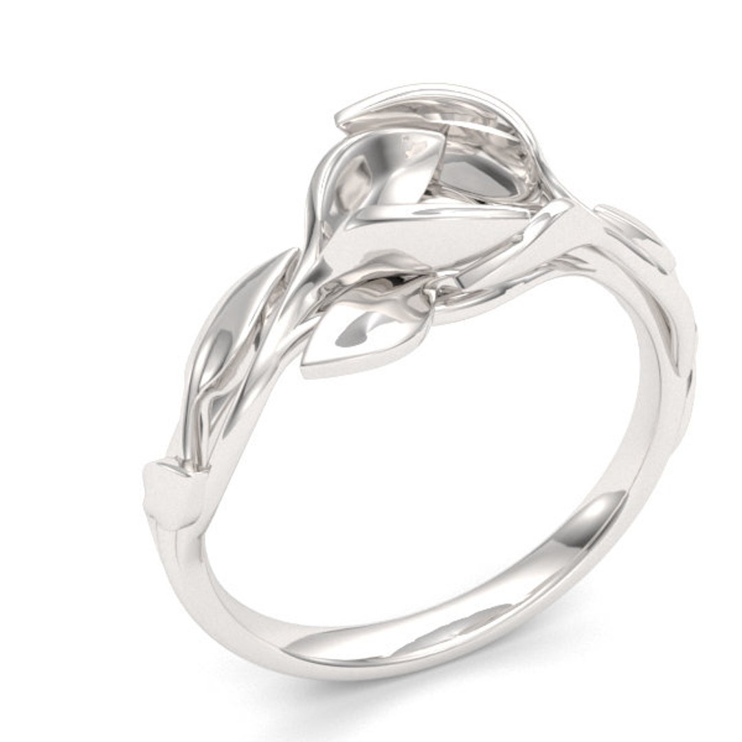 14k Floral-leaves Engagement Ring Setting Only - Etsy