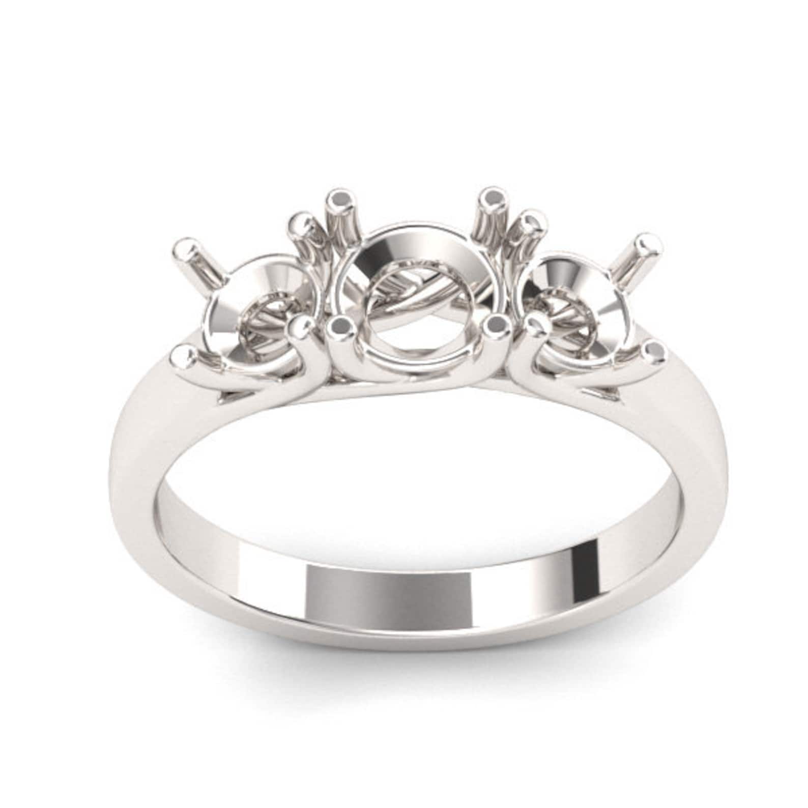 Trellis Three Stone Ring Mounting in 14k Gold | Etsy