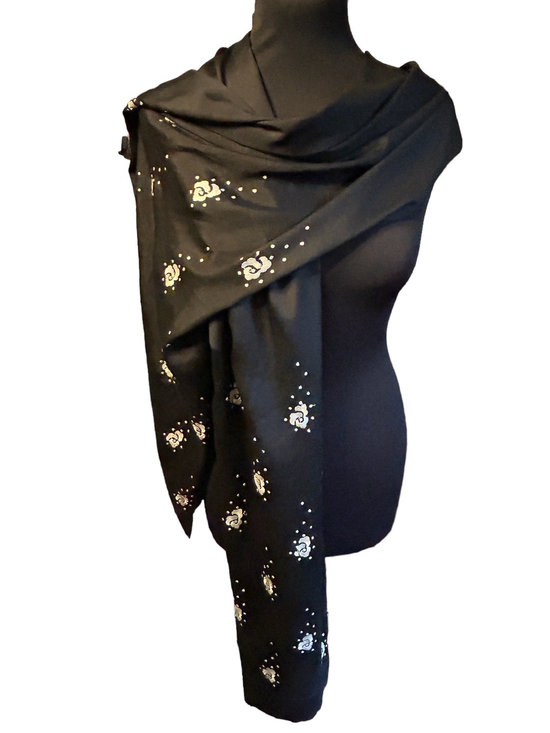 1920s Fine Silk Embroidered Long Stole or Wrap - Etsy