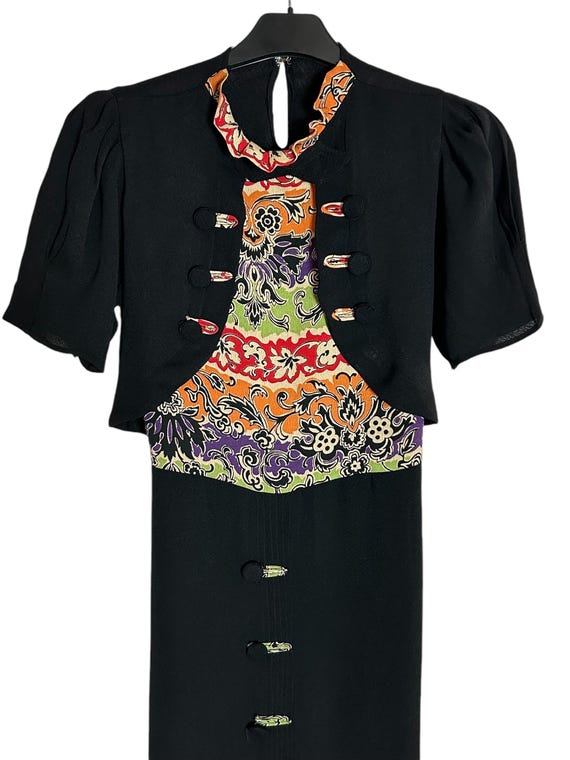 1930s crepe dress with bolero effect - Gem