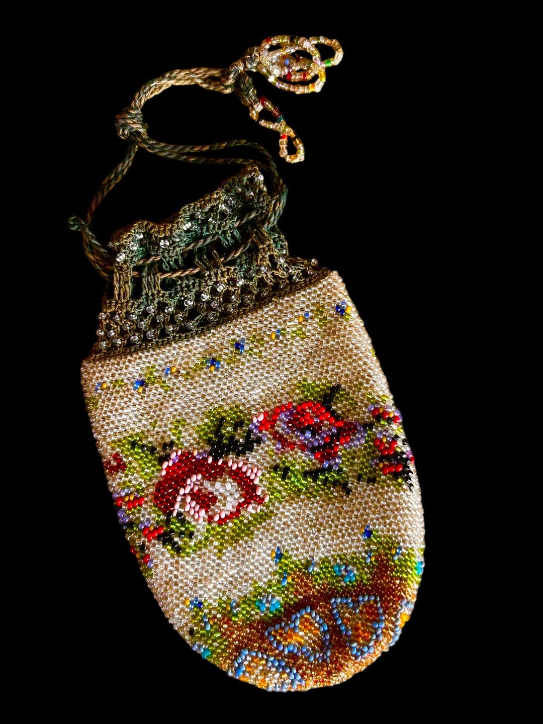 Victorian Beaded Drawstring Bag/purse - Etsy