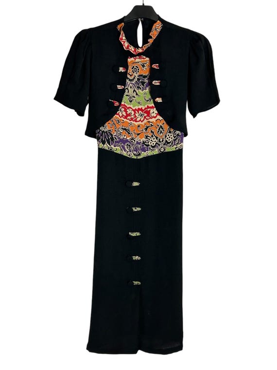 1930s crepe dress with bolero effect - Gem