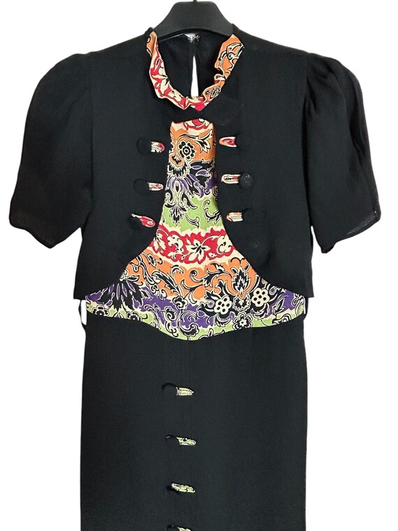 1930s crepe dress with bolero effect - Gem