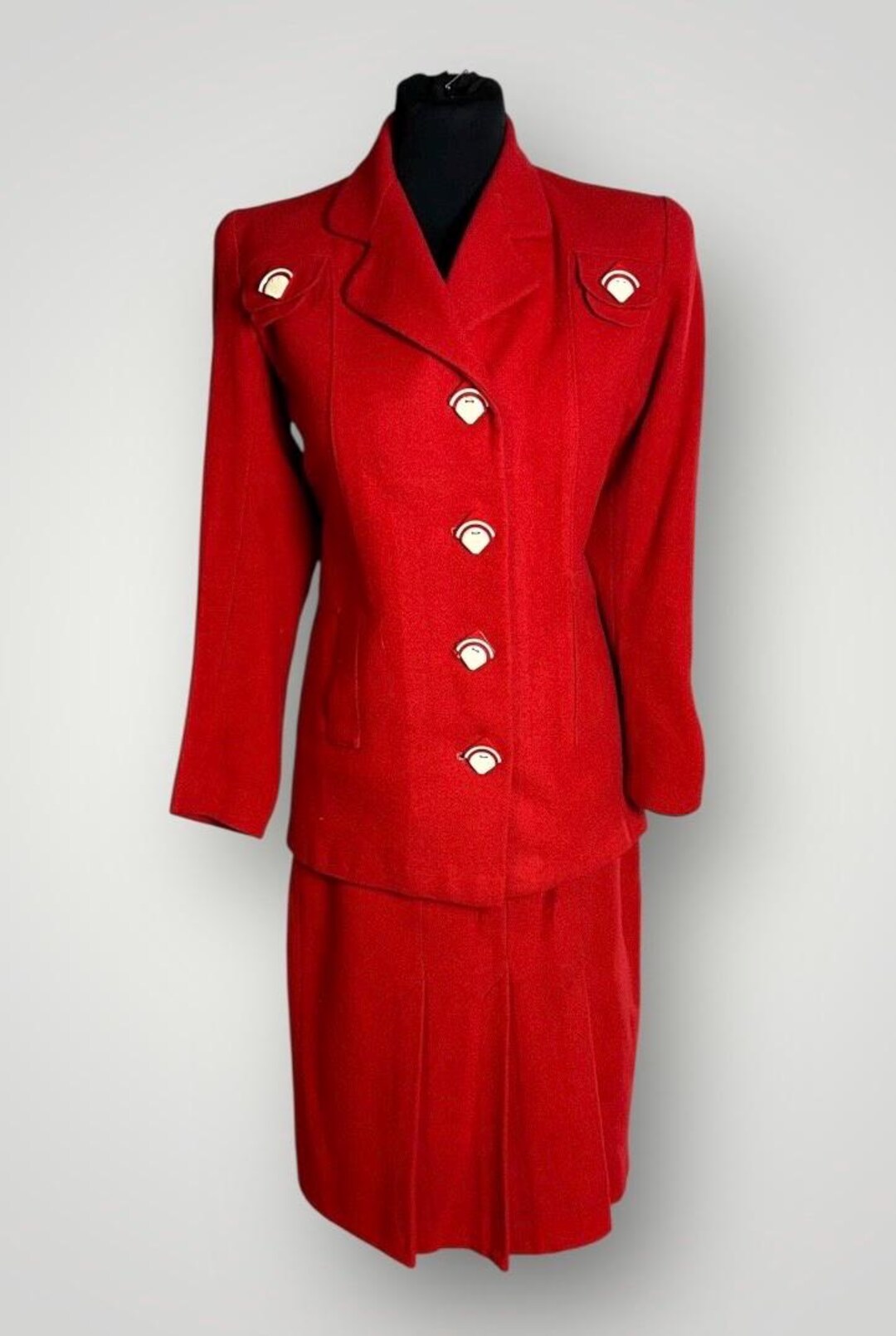 1940s CC41 Red Suit. Deco Buttons. - Etsy