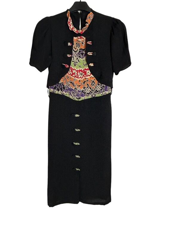 1930s crepe dress with bolero effect - Gem