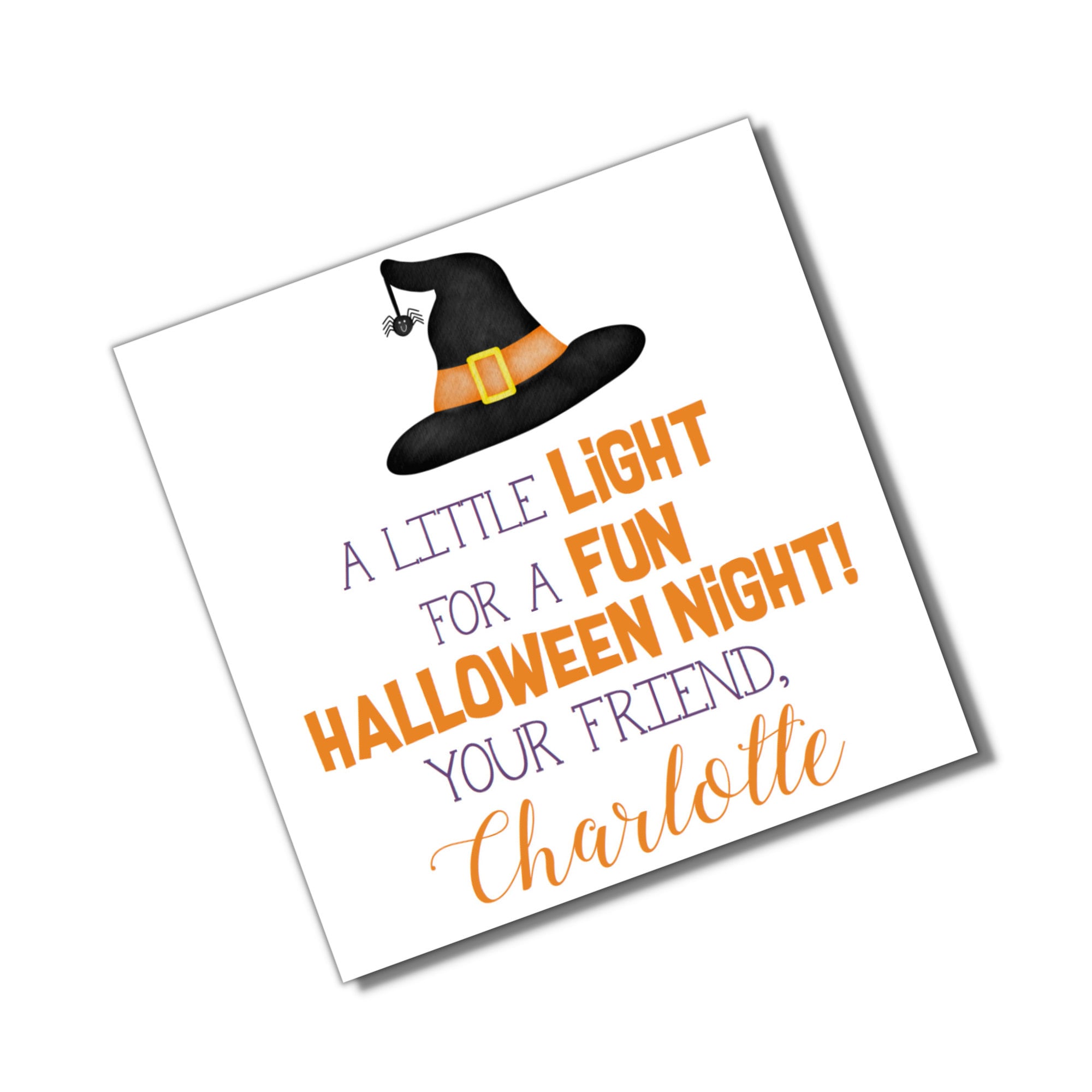 Witch Hat Glow Stick Halloween Treat Tag - Etsy