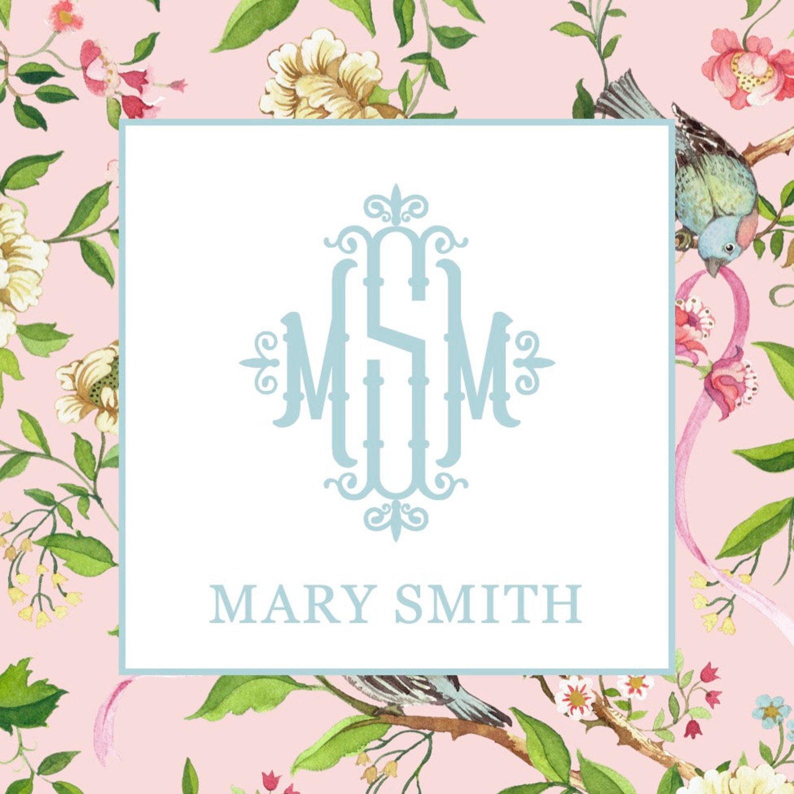 Watercolor Pink Chinoiserie Enclosure Cards Calling Card - Etsy