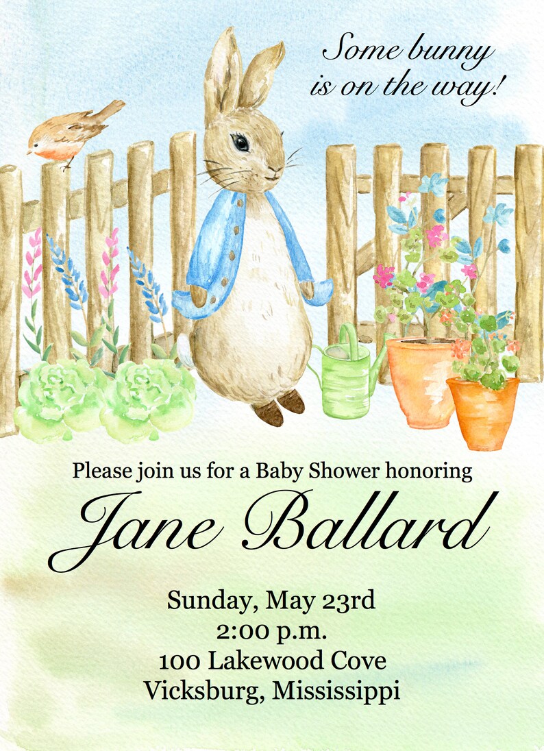 Watercolor Peter Rabbit Invitation Peter Rabbit Baby Shower | Etsy