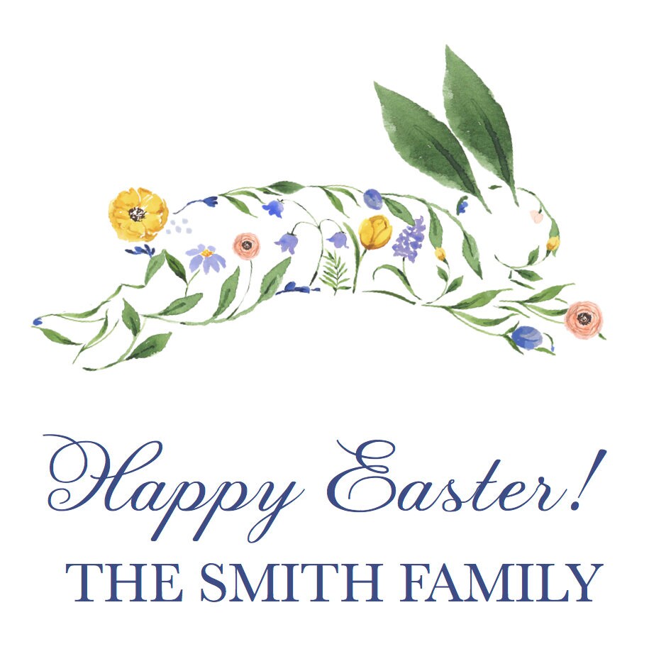 Watercolor Floral Bunny Rabbit Enclosure Cards Gift Tags or | Etsy