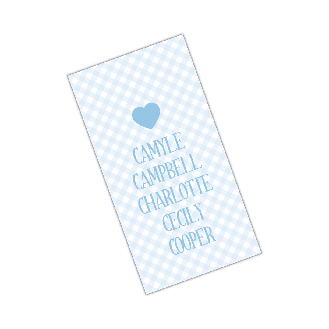 Gingham Family Gift Tag Sibling Gift Tag Enclosure Cards Calling Card ...