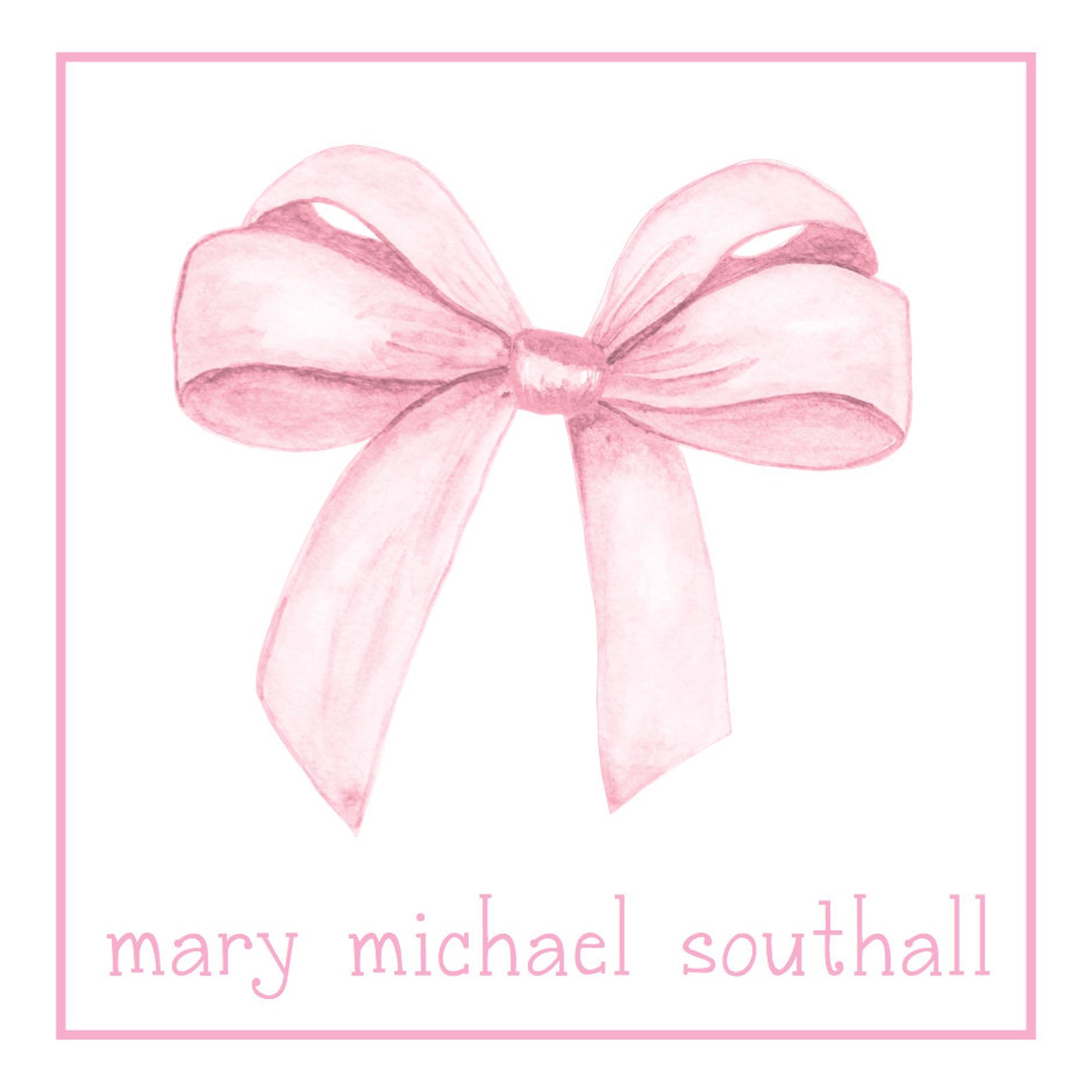 Watercolor Pink Bow Personalized Enclosure Cards Gift Tags | Etsy
