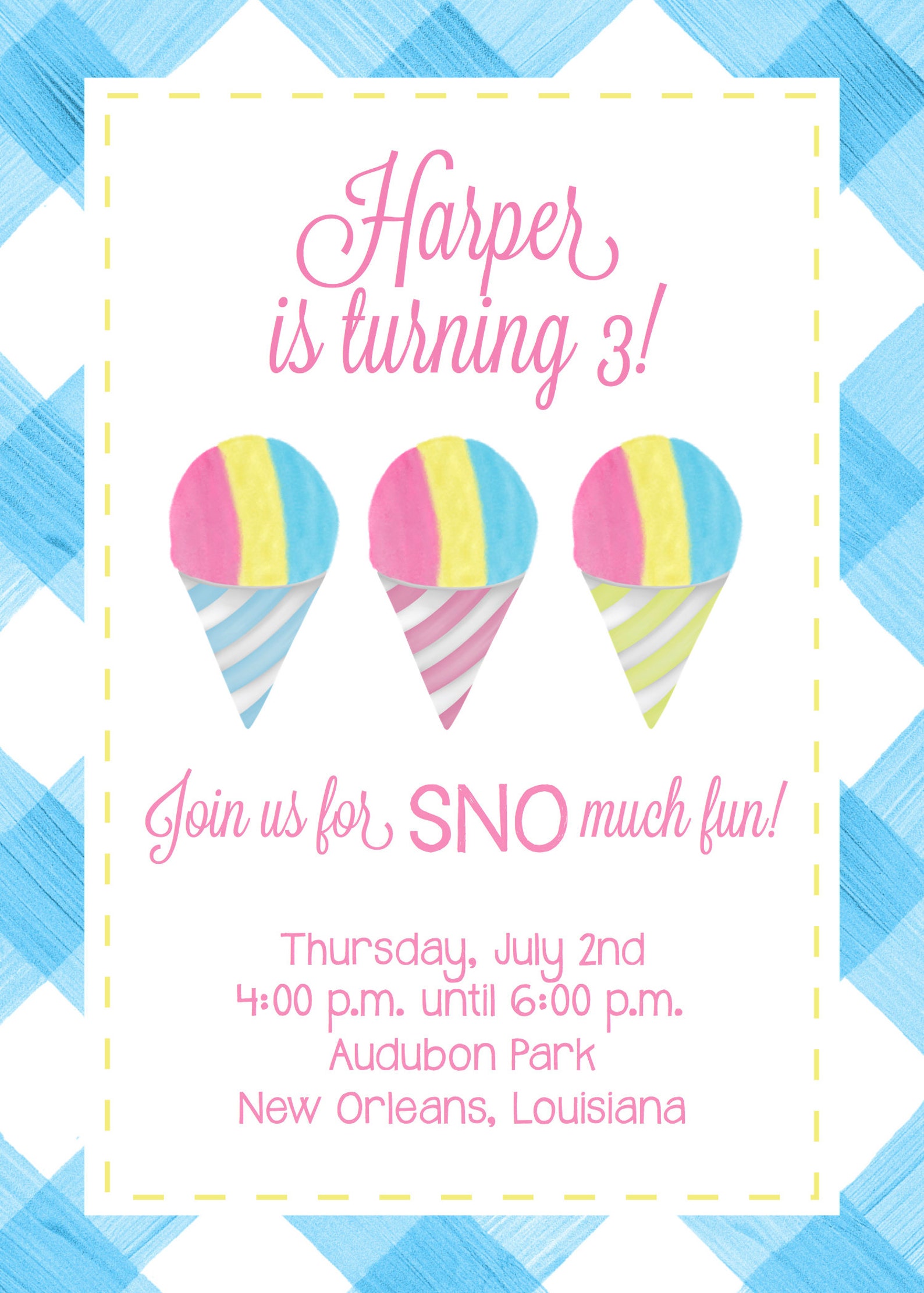 Watercolor Snow Cone Birthday Party Invitation Snowball Sno Cone Sno ...