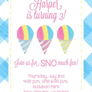 Watercolor Snow Cone Birthday Party Invitation Snowball Sno Cone Sno ...