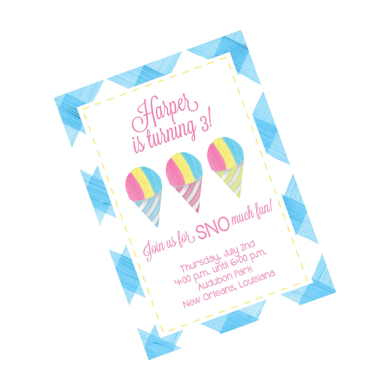 Watercolor Snow Cone Birthday Party Invitation Snowball Sno Cone Sno ...