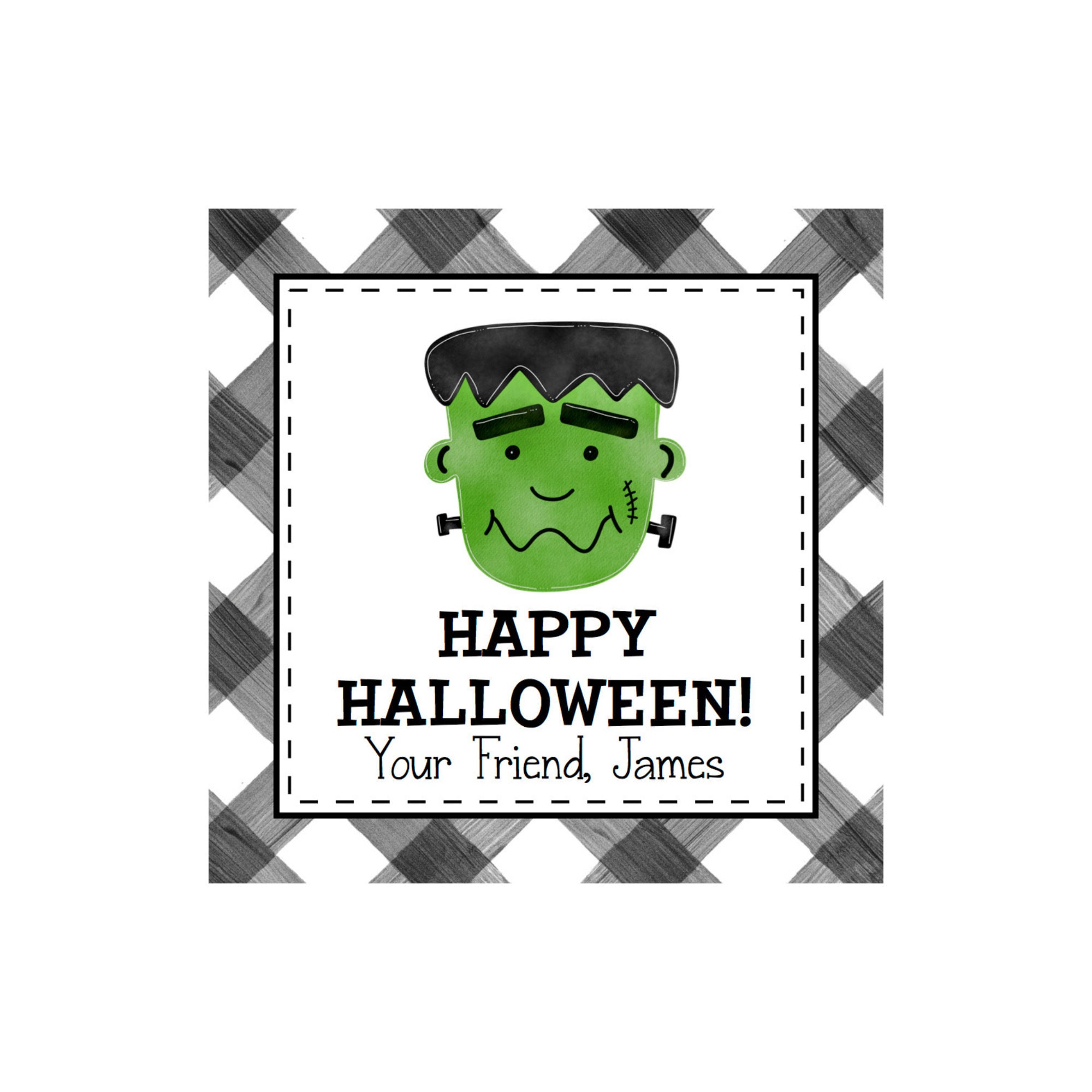 Frankenstein Halloween Treat Tag | Etsy